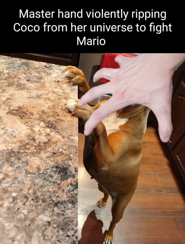 Master hand violently ripping Coco from her universe to fight Mario ...