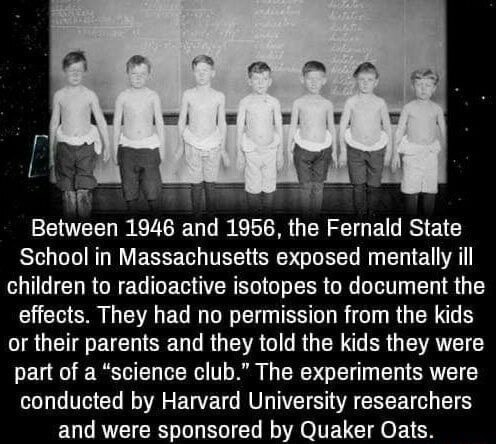 Between 1946 and 1956, the Fernald State School in Massachusetts ...