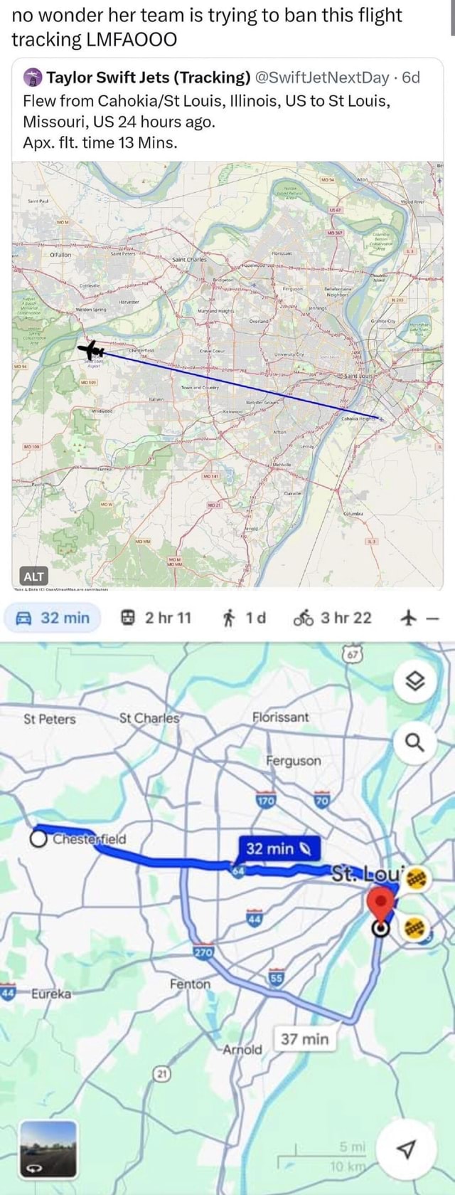 No wonder her team is trying to ban this flight tracking LMFAOOO Taylor ...
