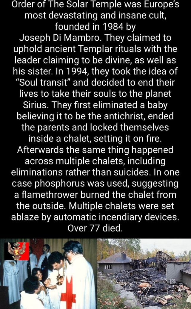 Order of The Solar Temple was Europes most devastating and insane cult ...