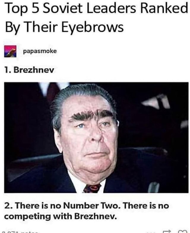Top 5 Soviet Leaders Ranked By Their Eyebrows I papasmoke 1. Brezhnev 2 ...