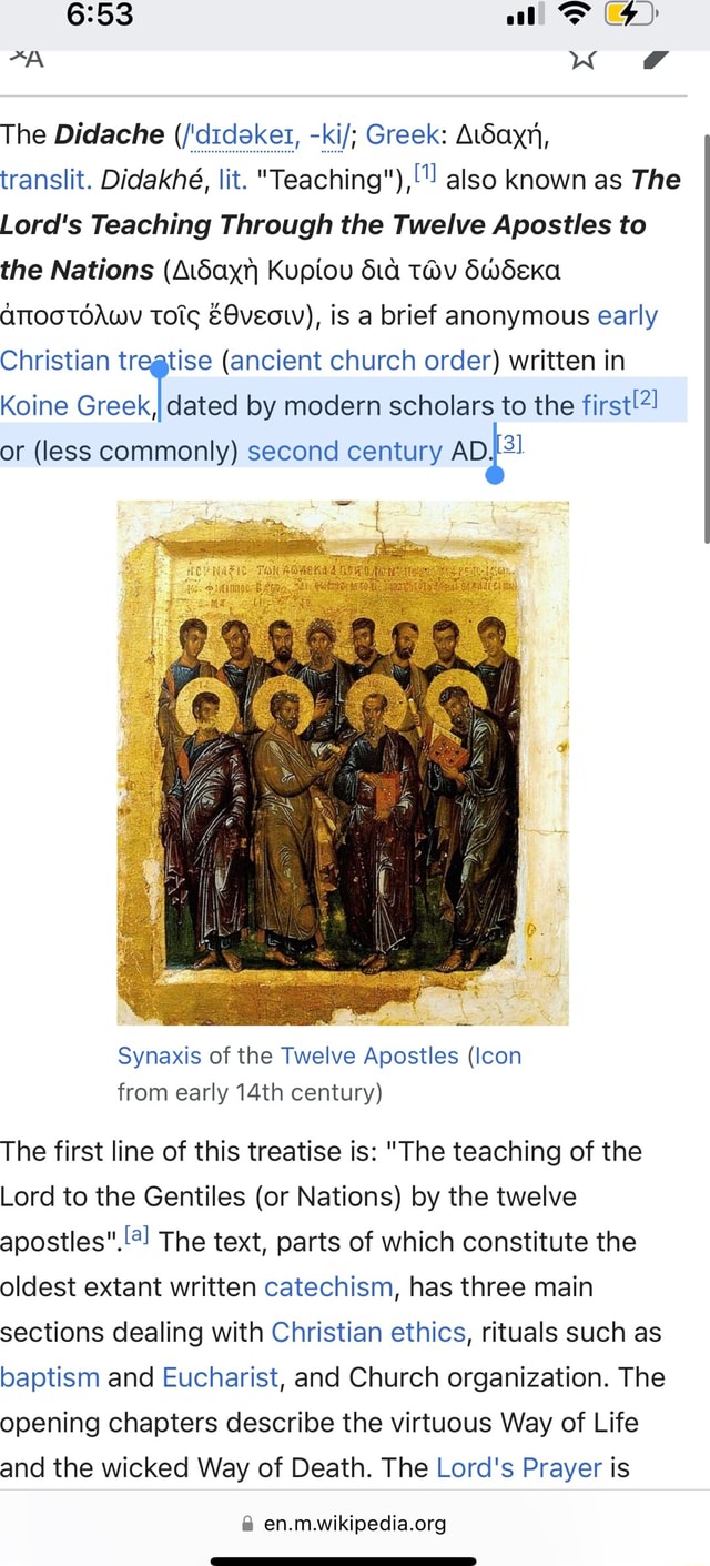 Al F) Ww The Didache -ki/; Greek: translit. Didakh, lit. "Teaching ...