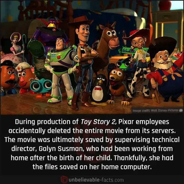 During production of Toy Story 2, Pixar employees accidentally deleted ...