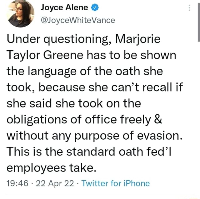 Joyce Alene @ @JoyceWhiteVance Under questioning, Marjorie Taylor ...