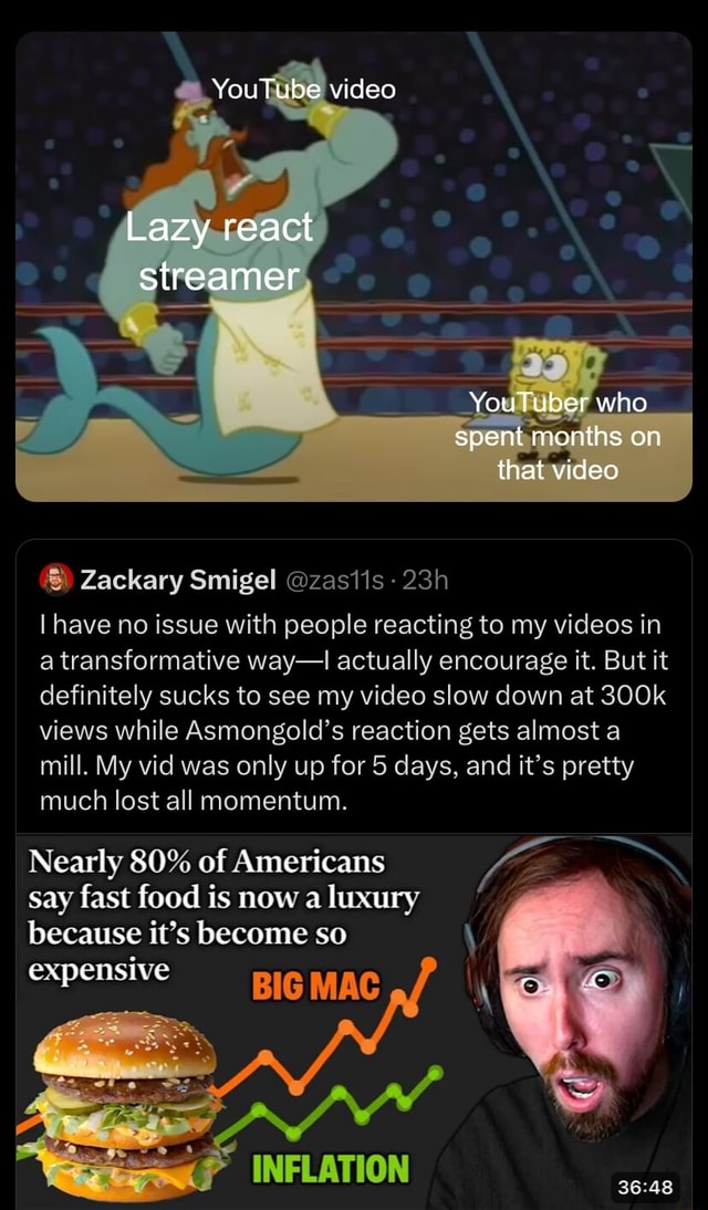 Video Lazy react streamer ouT who spent months on that video I have no issue with people ...