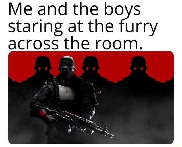 Me and the boys Staring at the furry across the room. - iFunny