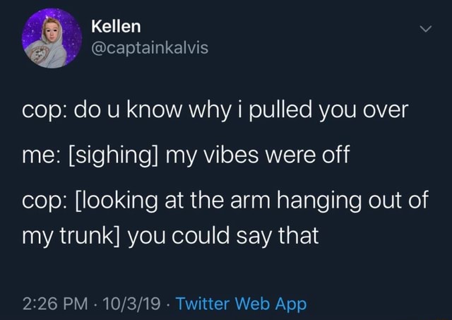 Cop Do U Know Why I Pulled You Over Me Sighing My Vibes Were Off