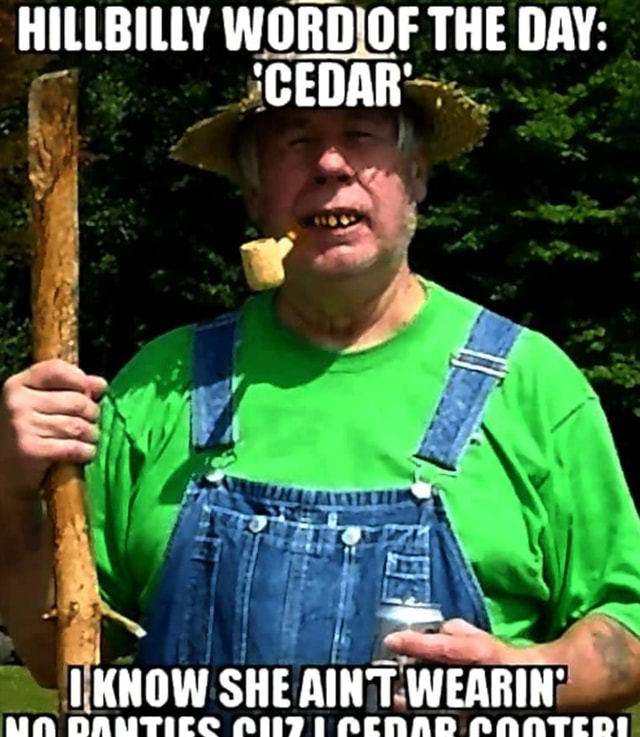 HILLBILLY WORD'OF THE DAY: 'CEDAR' KNOW SHE AIN'T WEARIN' DAMATICLG ...