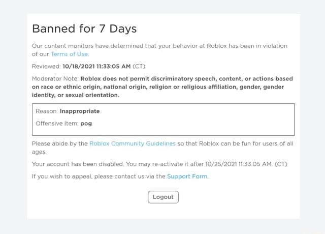 Banned for 7 Days Our content monitors have determined that your ...