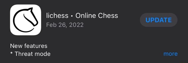 Lichess Online Chess Feb 26, 2022 UPDATE New features * Threat mode ...