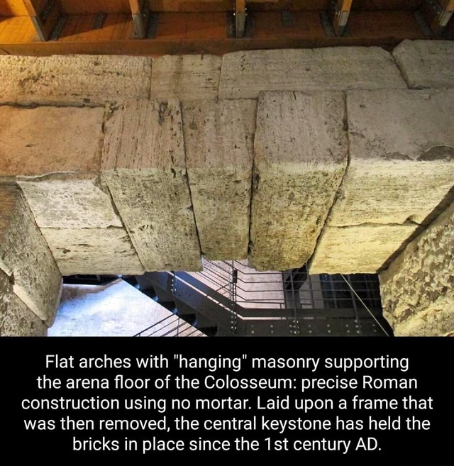 Flat arches with "hanging" masonry supporting the arena floor of the ...