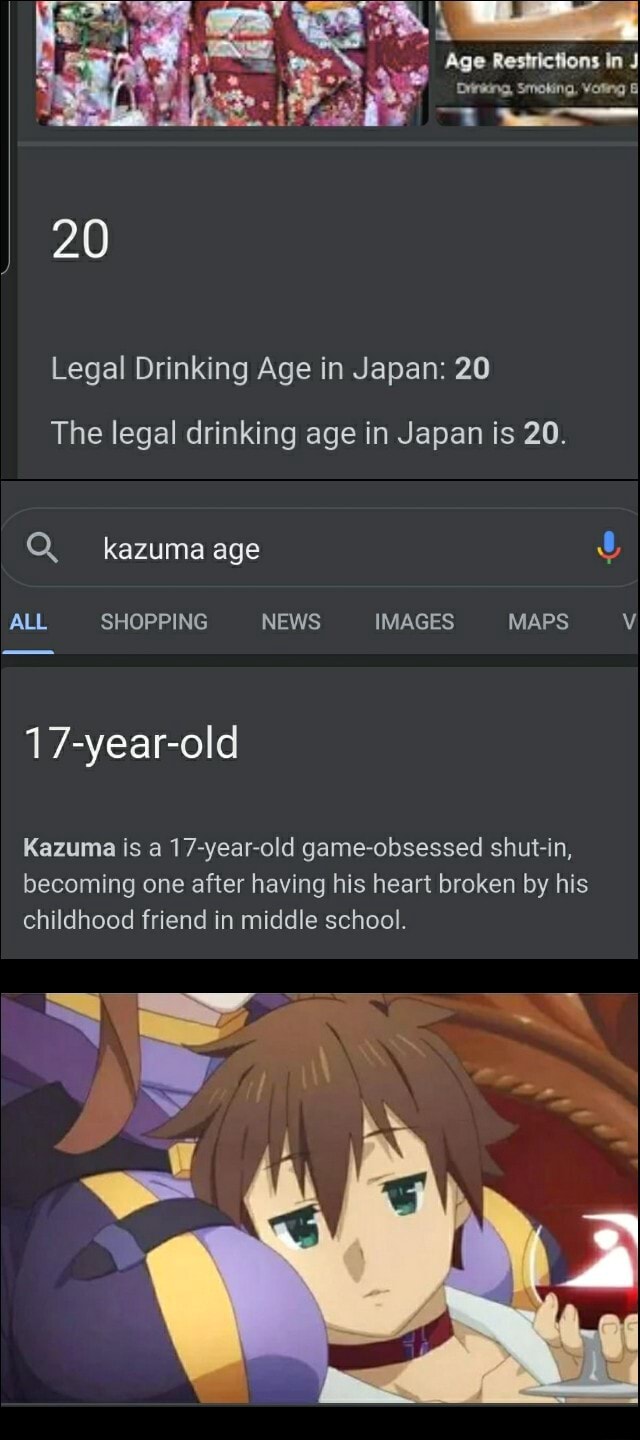 Legal Drinking Age in Japan: 20 The legal drinking age in Japan is 20 ...