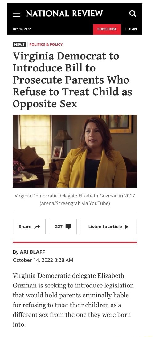 NATIONAL REVIEW SUBSCRIBE LOGIN roumics pouicy Virginia Democrat to ...