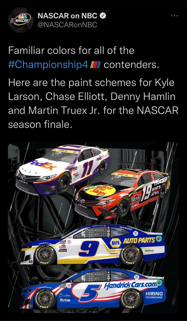 NASCAR on NBC @NASCARonNBC Familiar colors for all of the # ...