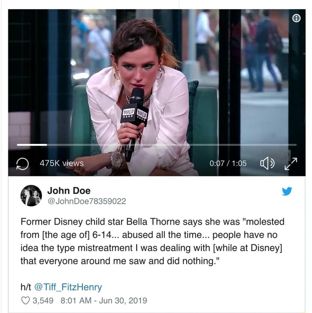 Former Disney child star Bella Thorne says she was "molested from [the ...