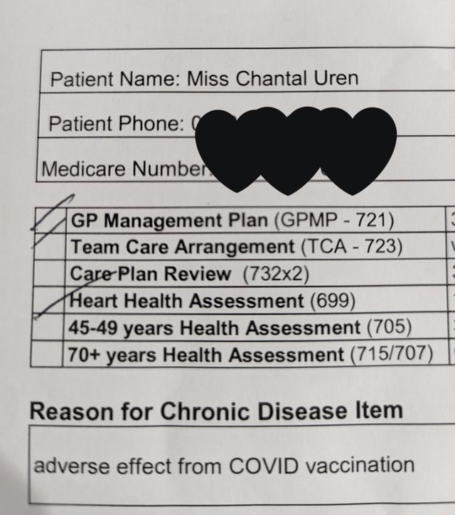 Patient Name: Miss Chantal Uren Patient Phone: Medicare Numbe VA GP ...