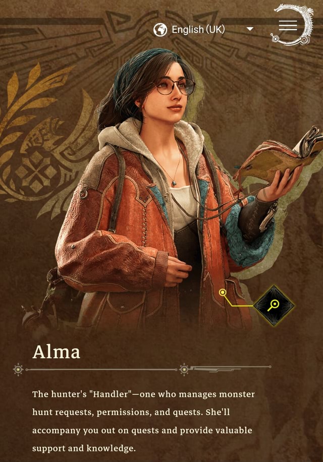 English (UK) Alma The hunter's "Handier one who manages monster hunt ...