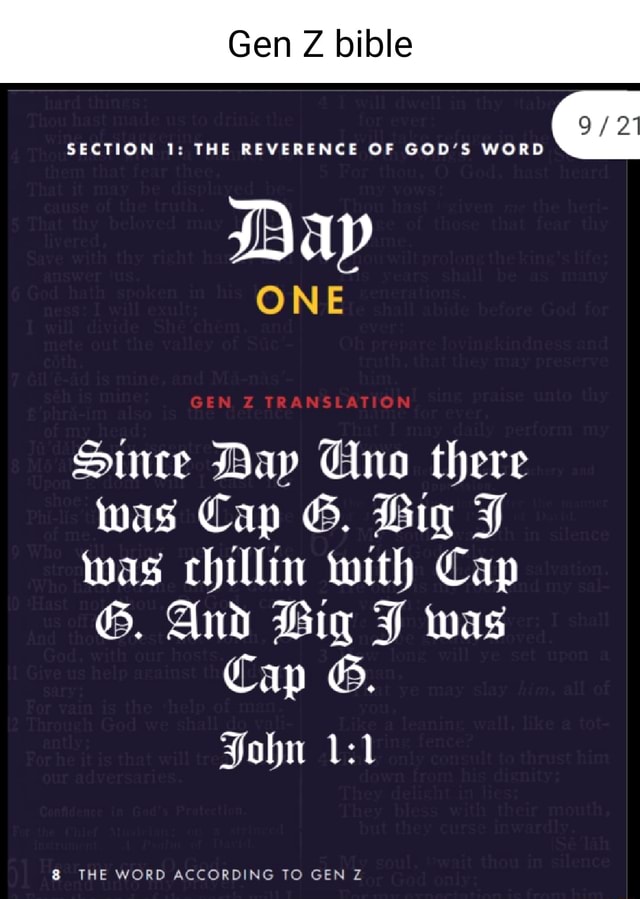 Gen Z bible SECTION 1: THE REVERENCE OF GOD'S WORD Bap ONE ANSLATION ...
