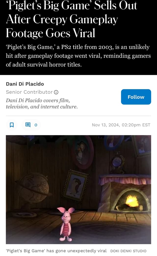 'Piglet's Big Game Sells Out After Creepy Gameplay Footage Goes Viral ...