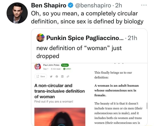 Ben Shapiro @ @benshapiro Oh, so you mean, a completely circular ...
