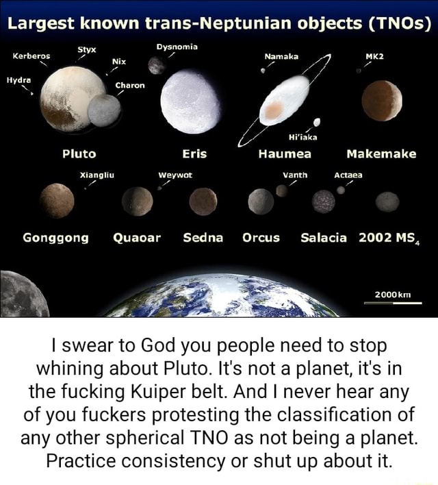 Largest known trans-Neptunian objects (TNOs) Bysnomia Kerberos styx ...