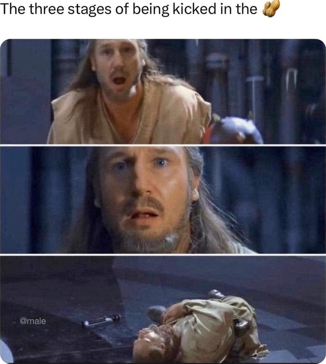 The three stages of being kicked in the @male - iFunny