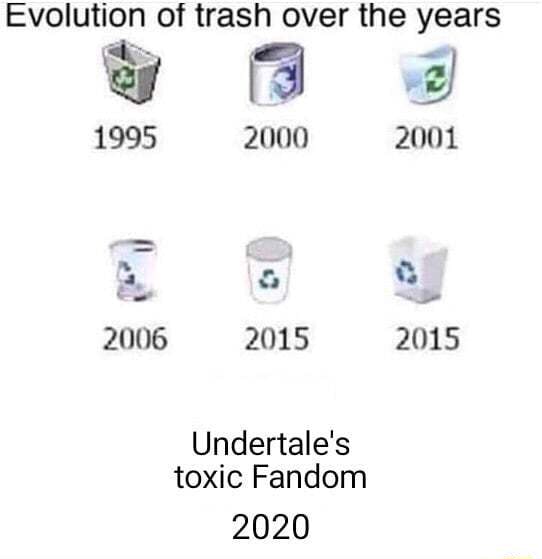 Evolution of trash over the years 1995 2000 2001 4, 2015 2015 Undertale ...