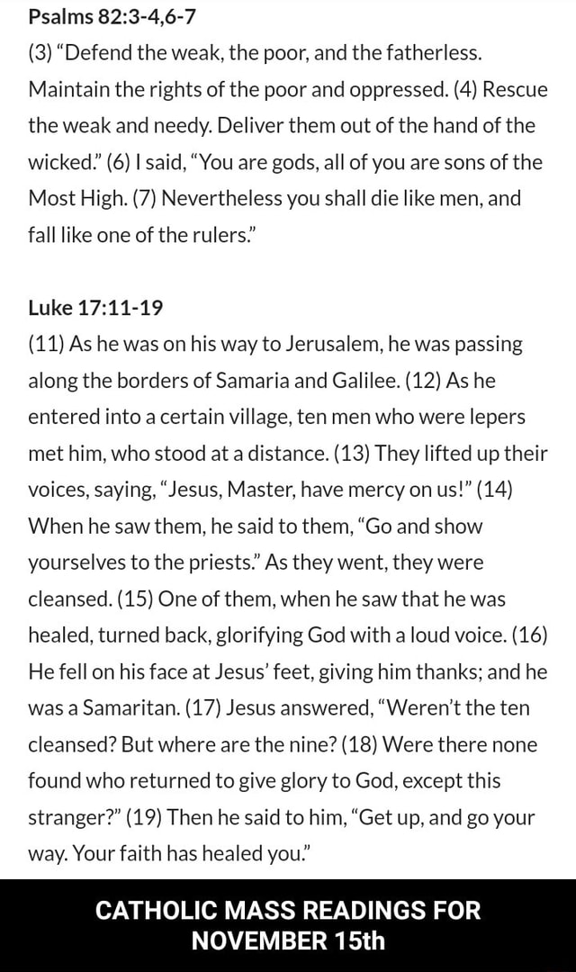 Psalms (3) "Defend the weak, the poor, and the fatherless. Maintain the ...