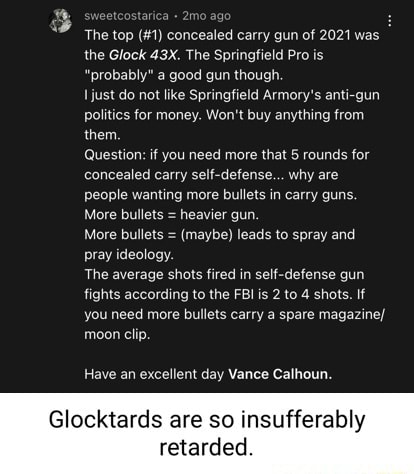 The top (#1) concealed carry gun of 2021 was the Glock The Springfield ...