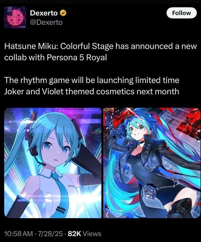 Follow Dexerto Hatsune Miku: Colorful Stage has announced a new collab ...