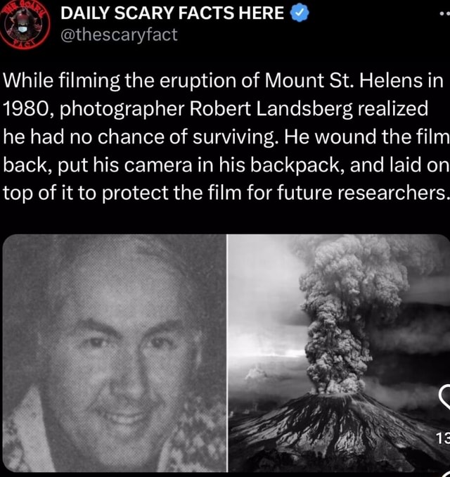 DAILY SCARY FACTS HERE @ @thescaryfact While filming the eruption of ...