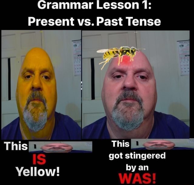Grammar Lesson Present vs. Past Tense \ \ IS Yellow! This got stingered ...