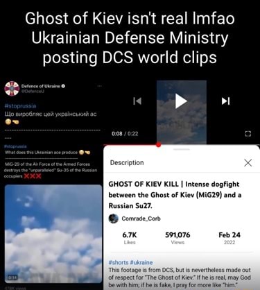 Ghost of Kiev isn't real Imfao Ukrainian Defense Ministry posting DCS ...