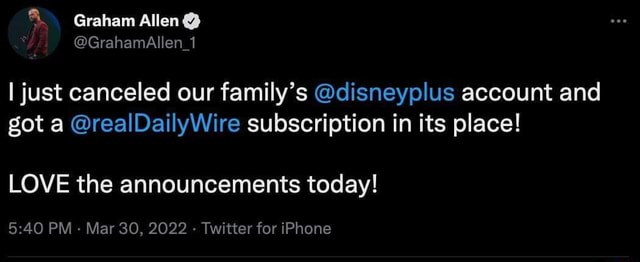 Graham Allen@ @GrahamAllen_1 I just canceled our family's @disneyplus ...