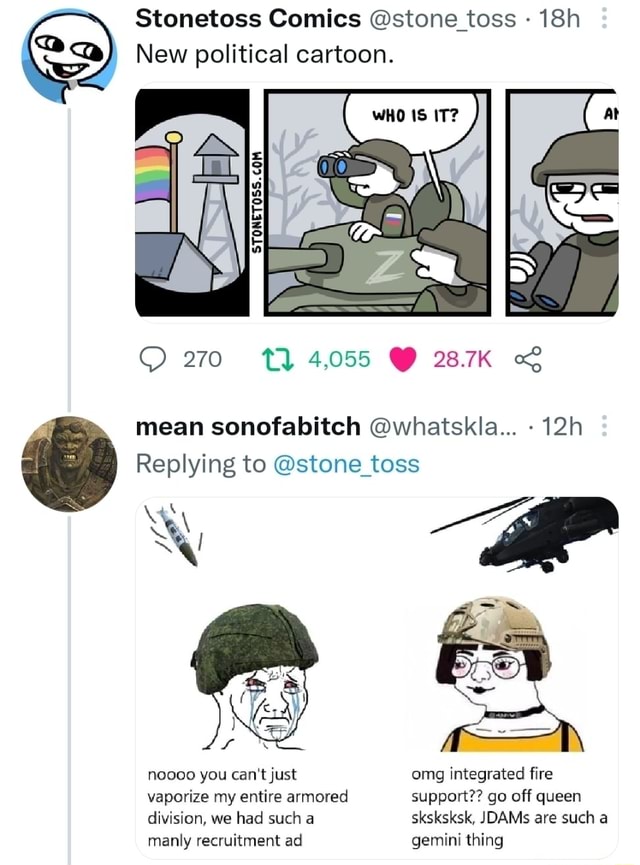 Stonetoss Comics @stone toss New political cartoon. 4,055 28.7K mean sonofabitch @whatskla ...