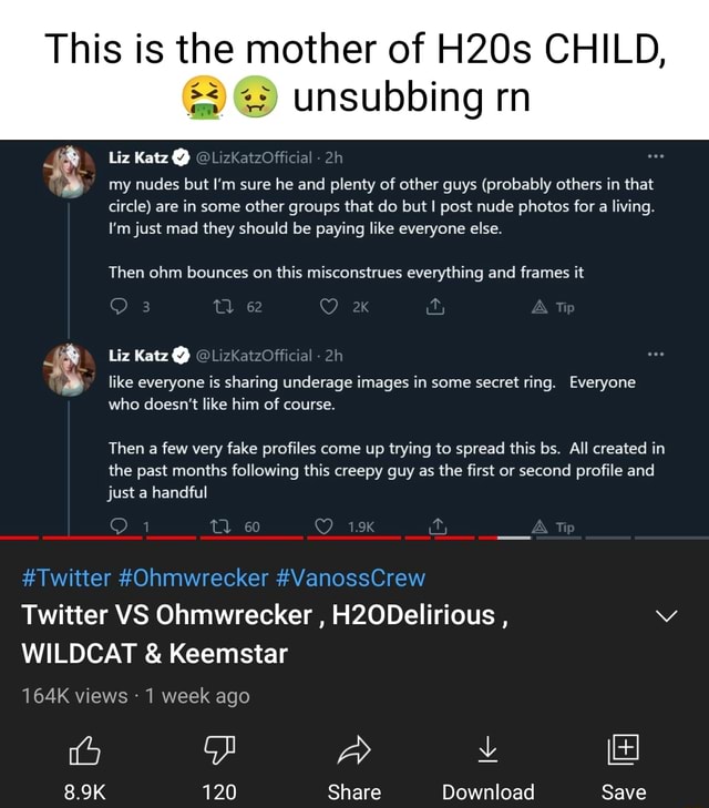 This is the mother of H20s CHILD, unsubbing rn Liz Katz ...