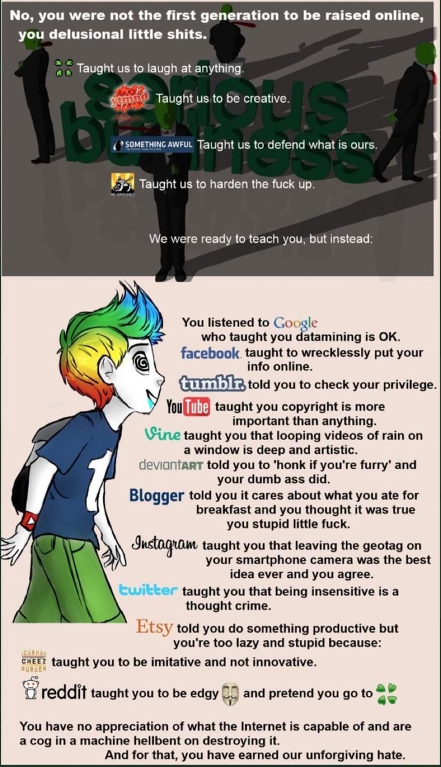 No, you were not the first generation to be raised online, ER Taught to ...