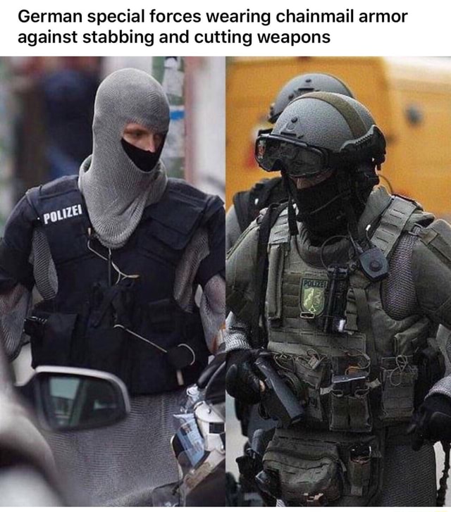 German special forces wearing chainmail armor against stabbing and ...