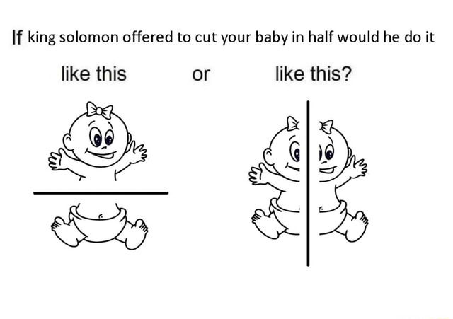 If king solomon offered to cut your baby in half would he do it - iFunny