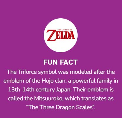 FUN FACT The Triforce symbol was modeled after the emblem of the Hojo ...