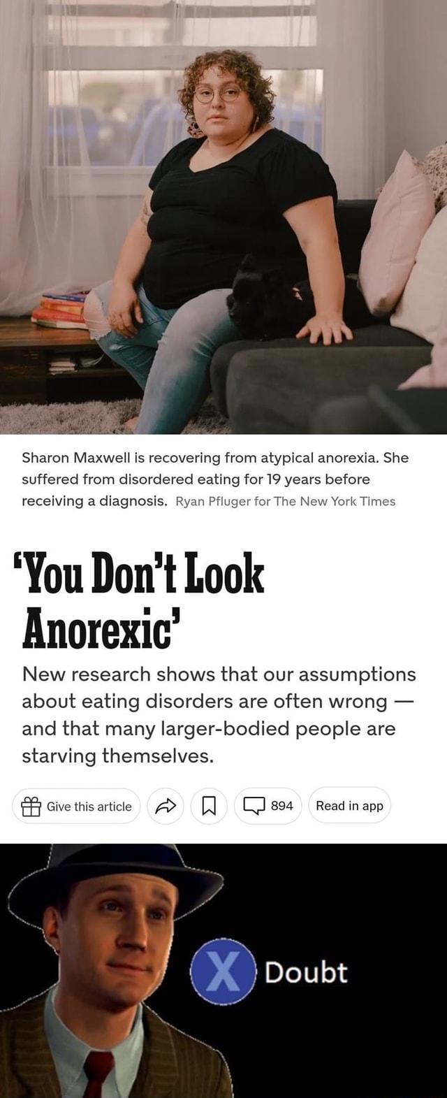 Sharon Maxwell is recovering from atypical anorexia. She suffered from ...