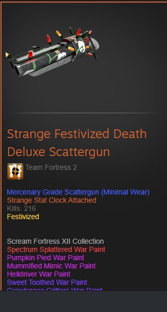 Strange Fe Death Deluxe Scattergun Team Fortress 2 Mercenary Grade ...