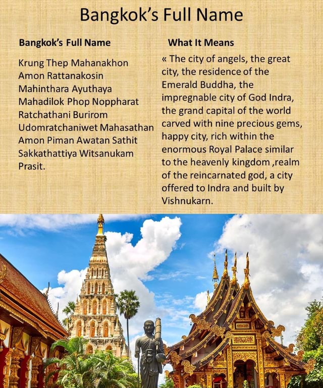 Bangkok's Full Name Bangkok's Full Name What It Means Krung Thep ...