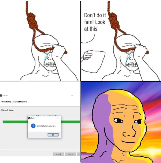 Don't do it fam! Look at this! @ setup Uninstalling League of Legends ...