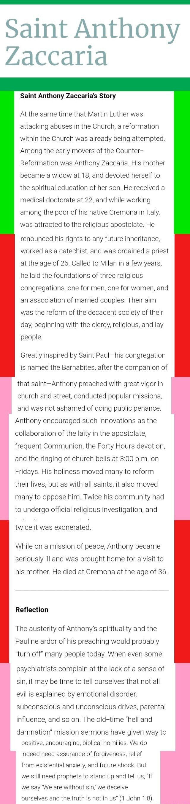 Saint Anthony Zaccaria Saint Anthony Zaccaria's Story At the same time ...