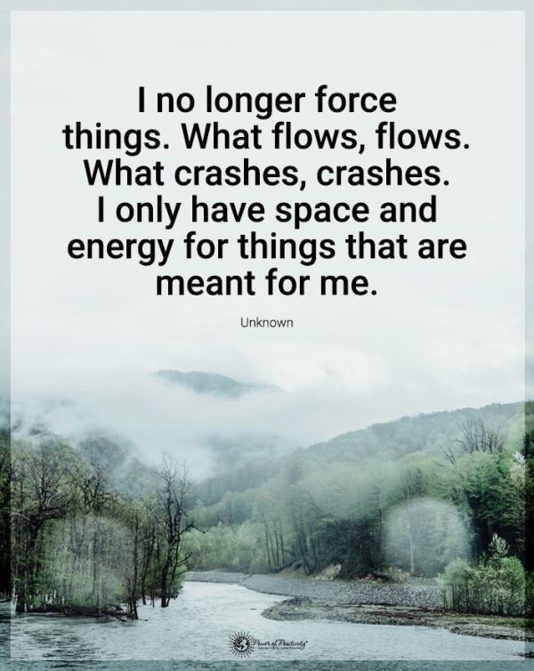I no longer force things. What flows, flows. What crashes, crashes. I ...