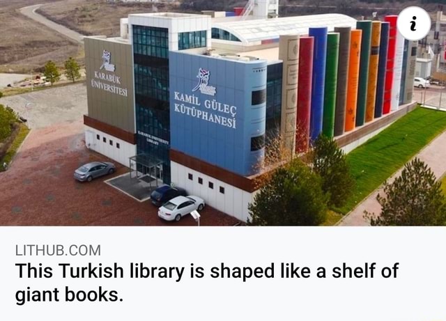 This Turkish library is shaped like a shelf of giant books. - iFunny