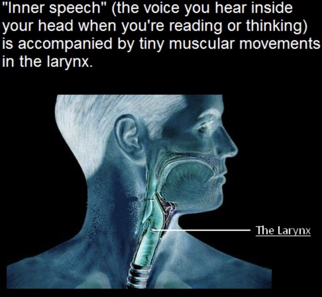 "Inner speech" (the voice you hear inside your head when you're reading ...