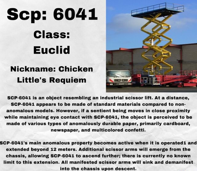 Scp 6041 Class Euclid Nickname Chicken Littles Requiem Scp 6041 Is An Object Resembling An 