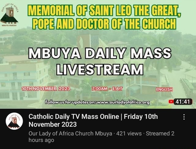 OF OF MBUVA DAILY MASS UVESTREAM MOTHINOVEMBERS20 ENGLISH] Catholic Daily TV Mass Online I ...